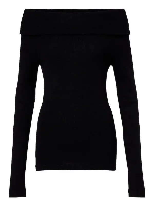 LISA YANG Off-shoulder Cotton And Cashmere Top - Black