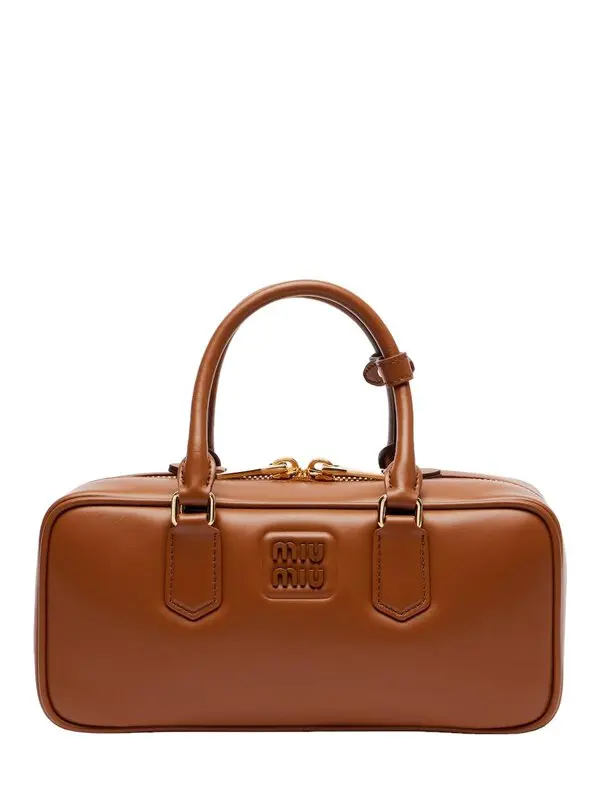 Miu Miu Arcadie Large Leather Top-handle Bag - Brown