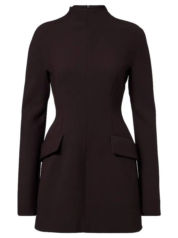 Sportmax Peplum Gabardine Minidress - Brown