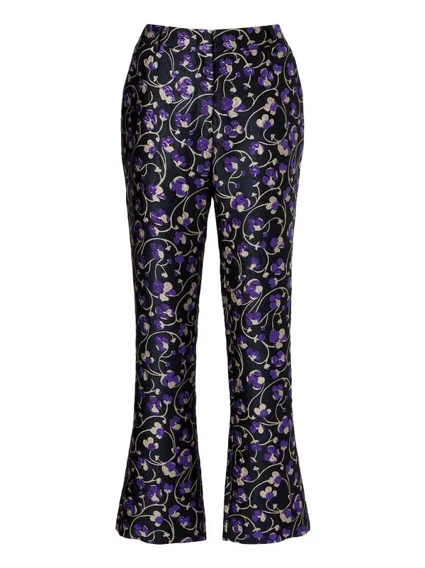 La DoubleJ 24/7 Honeysuckle Jacquard Straight Leg Trousers - Blue