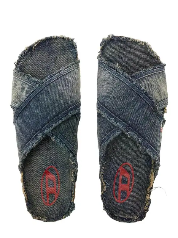 DIESEL® D-woodstock Cross Frayed Sandals - Blue