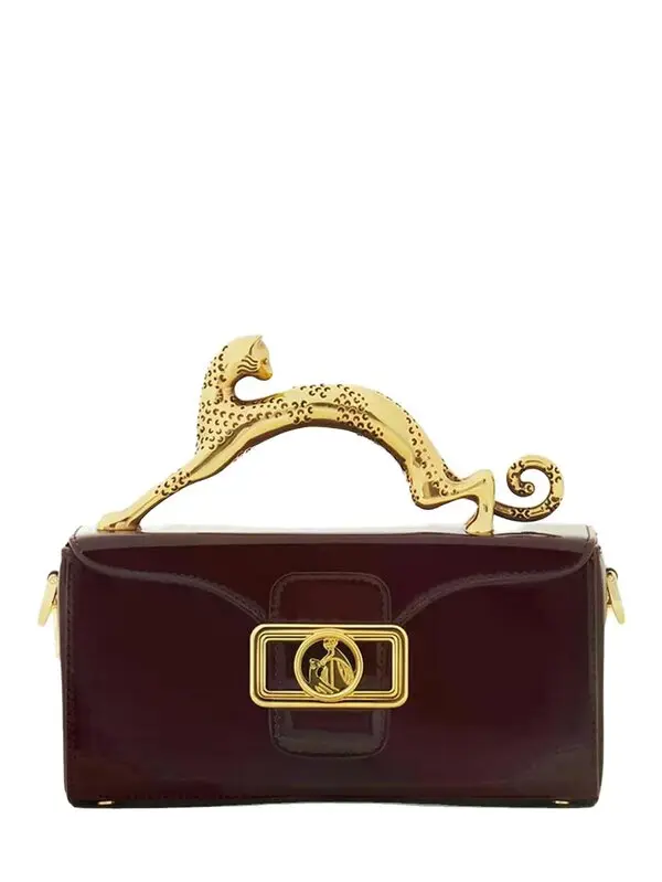 LANVIN Leopard-embellished Patent-leather Mini Bag - Red