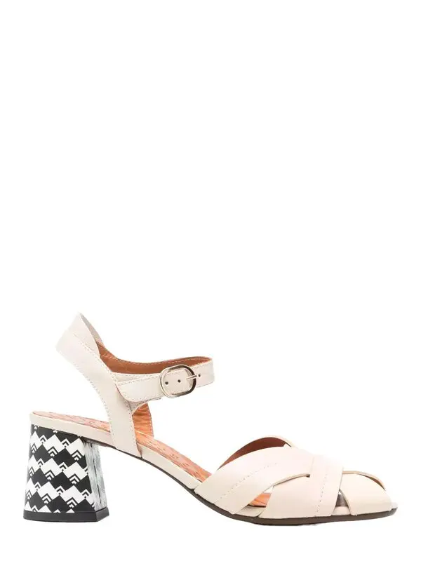 Chie Mihara Criss-cross Block-heel Sandals - Neutrals