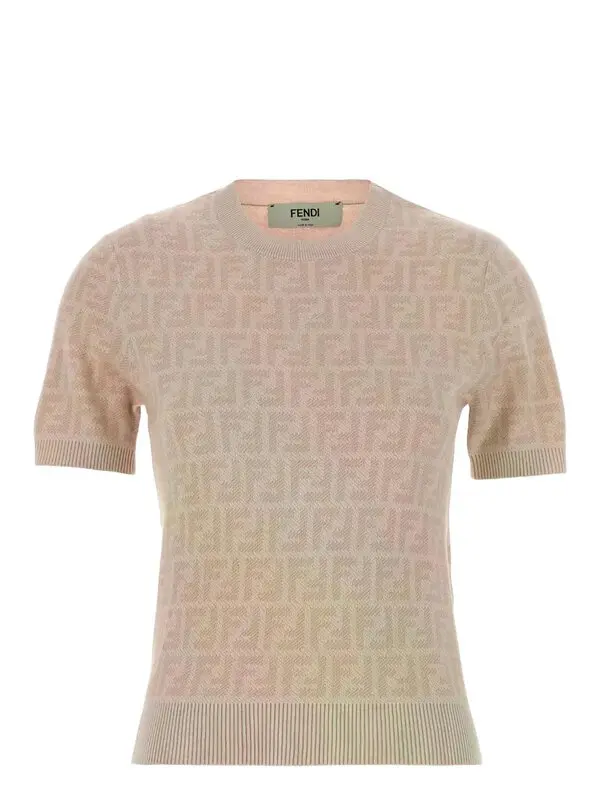 Fendi Ff-monogram Wool T-shirt - Neutrals