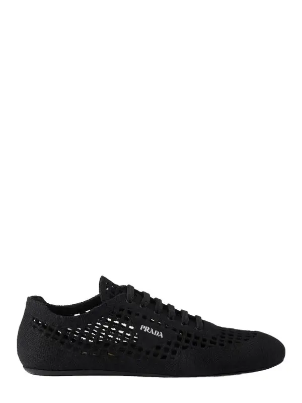 Prada Collapse Crochet Laced Sneakers - Black