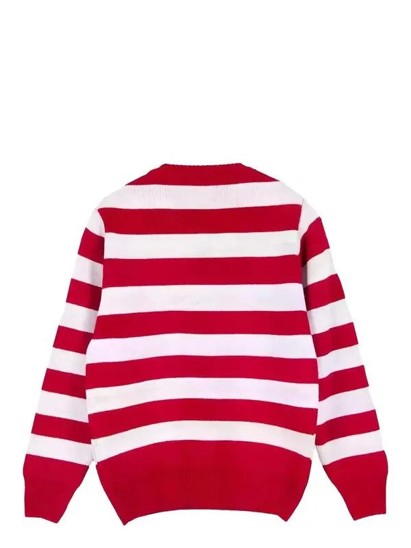 SIOLA Striped Reindeer Motif Sweater - Red