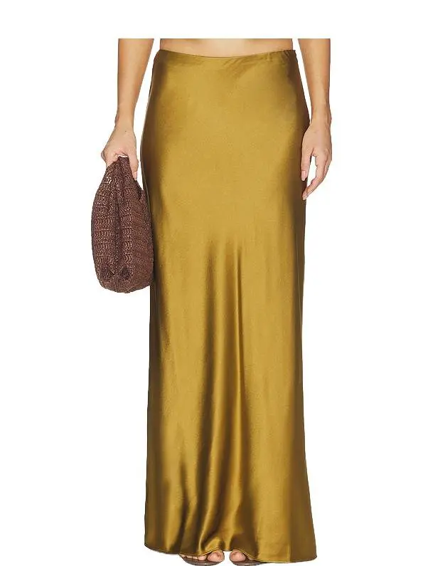 SRG Marion Silk Maxi Skirt - Olive