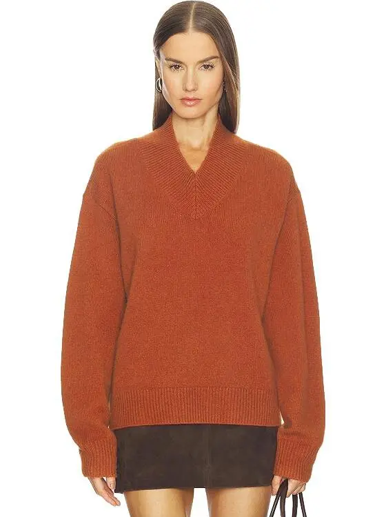 SRG Doris Cashmere V-neck Sweater - Rust