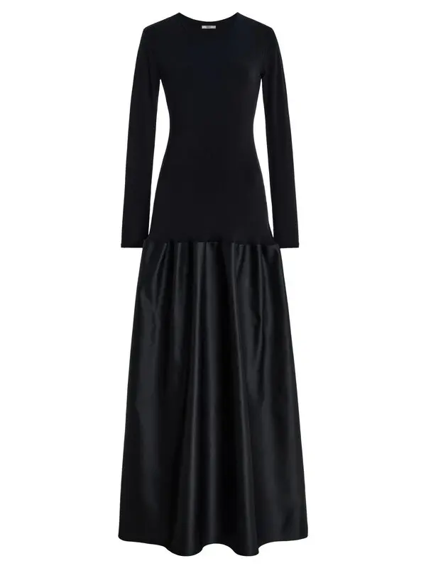 FFORME Catrin Flared Satin Dress - Black