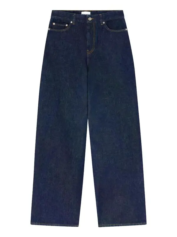 GANNI Lari Logo-patch Jeans - Blue