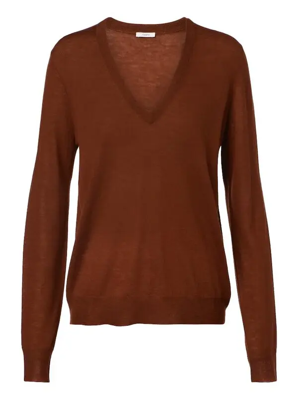 JOSEPH Cashmere V-neck Sweater In Cinnamon - Brown