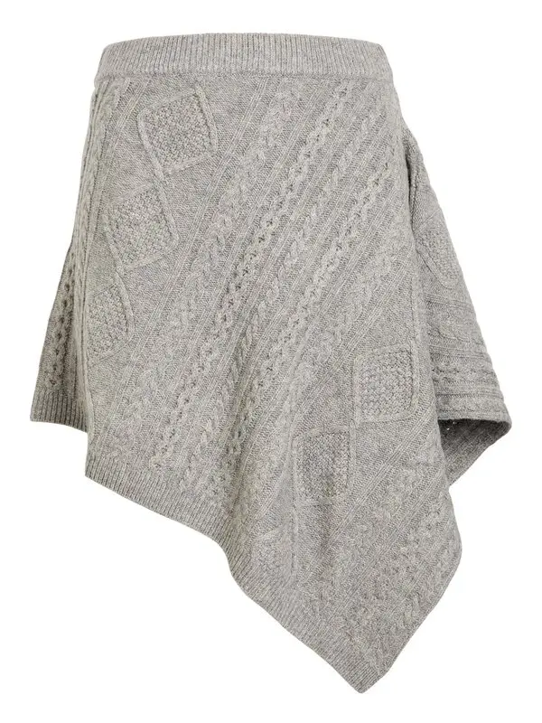 Staud Asymmetric Cable-knit Wool-blend Skirt - Grey