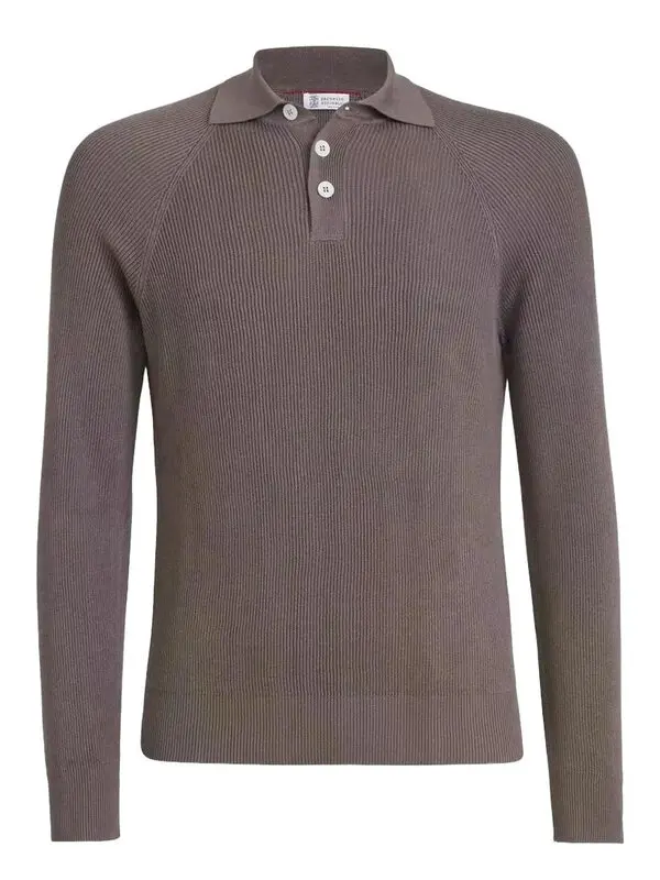 Brunello Cucinelli Buttoned Polo Shirt - Brown