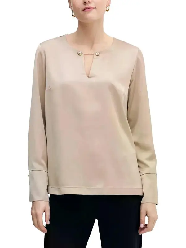 Joseph Ribkoff Keyhole Detail Blouse - Neutrals