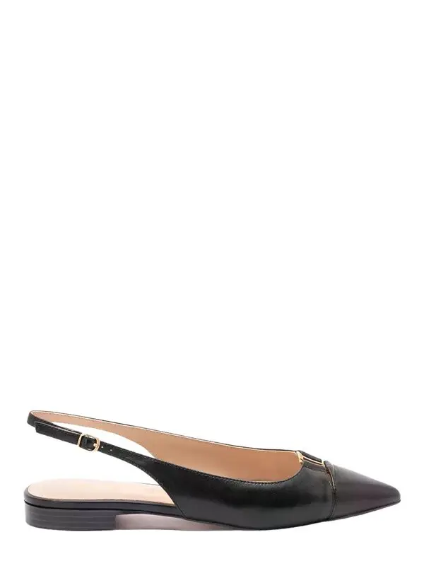 TWINSET Buckle Strap Pointed Toe Slingback Pumps - Black