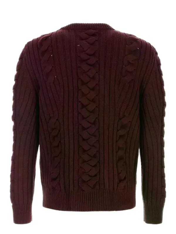 Alexander McQueen Burgundy Cable Knit Sweater - Red