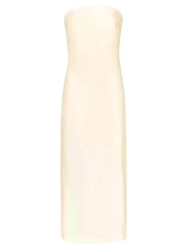 Loulou De Saison Giulia Striped Bustier Midi Dress - Neutrals