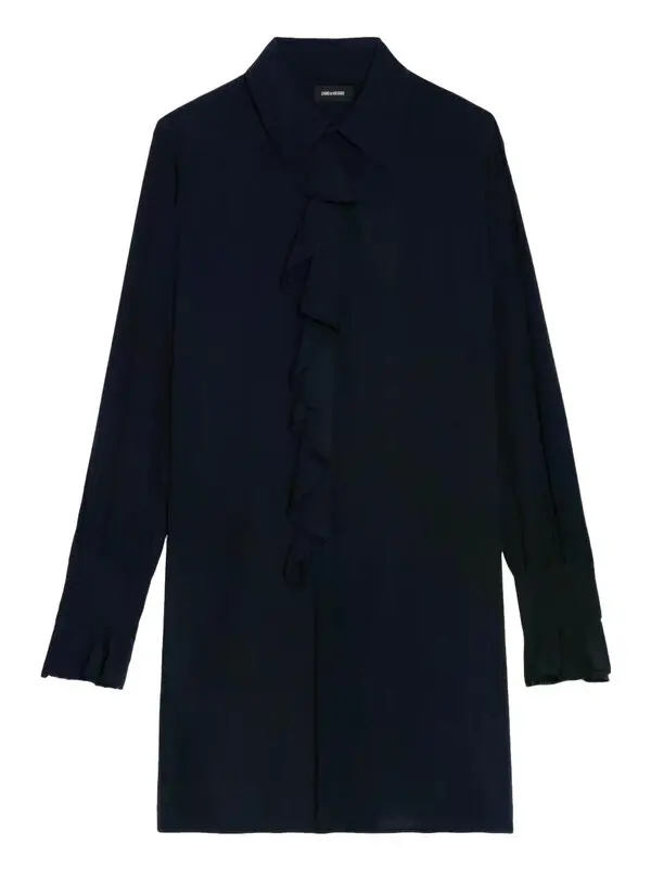 Zadig&Voltaire Rhelyne Ruffled Mini Shirt Dress - Blue