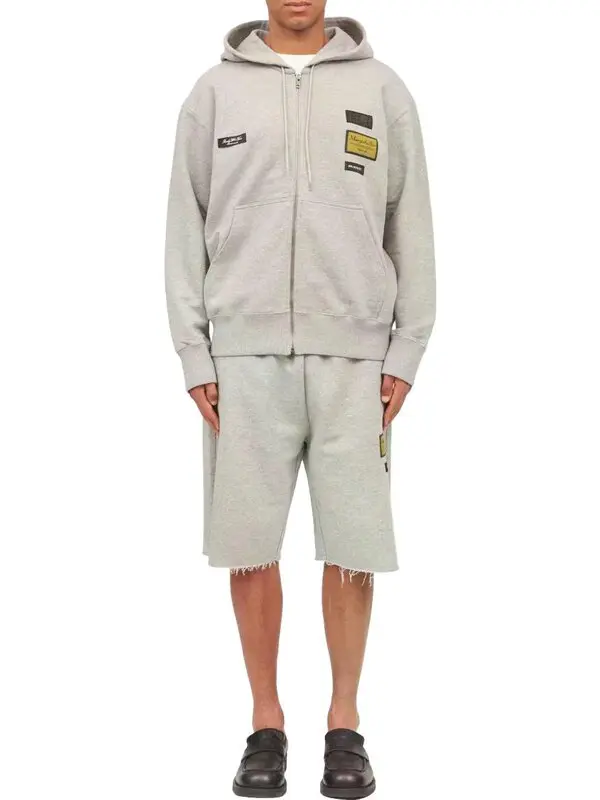 MAISON MARGIELA Zip-up Logo-appliqué Hoodie - Grey