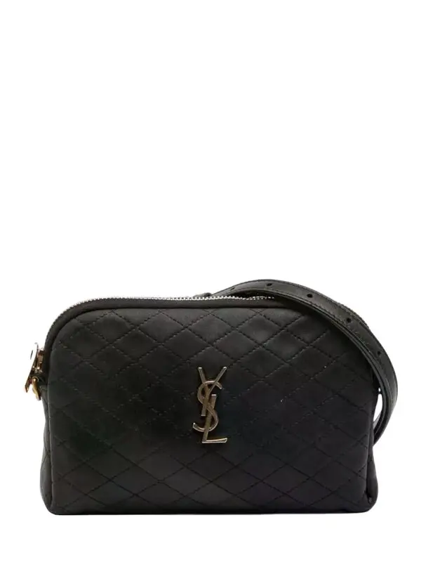 Saint Laurent Quilted Lambskin Zippered Pouch Crossbody Bag - Black