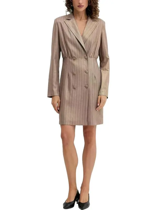 FRACOMINA Pinstriped Double-breasted Dress - Neutrals