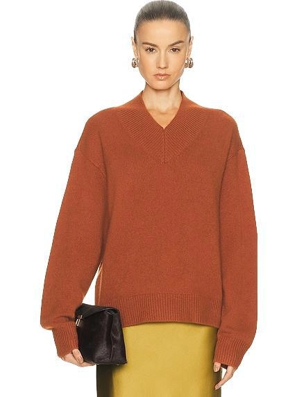 SRG Doris Cashmere V-neck Sweater - Rust
