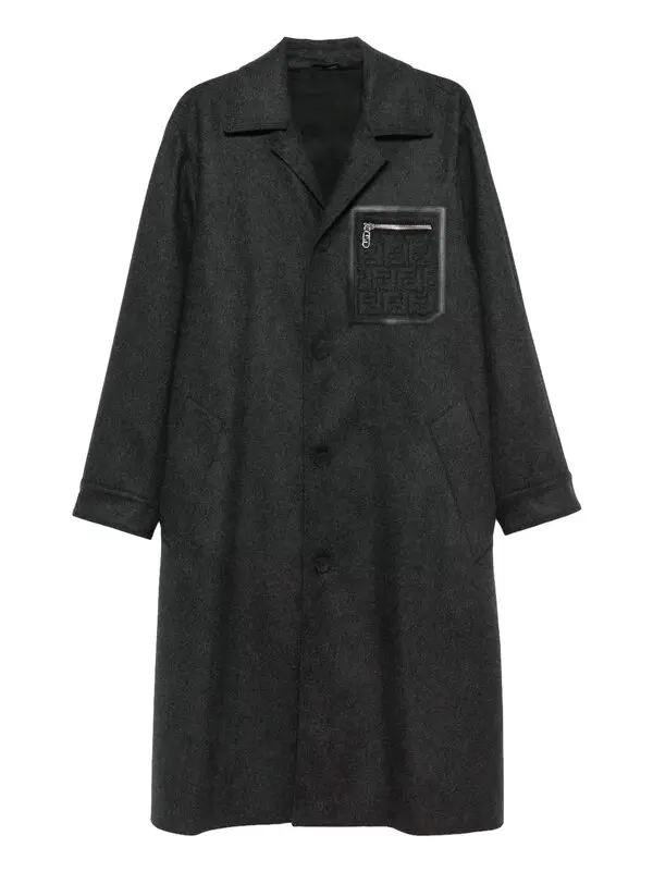 Fendi Felted Mélange Effect Coat - Grey
