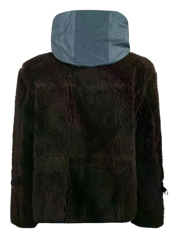 Sacai High-collar Hooded Wool Jacket - Brown