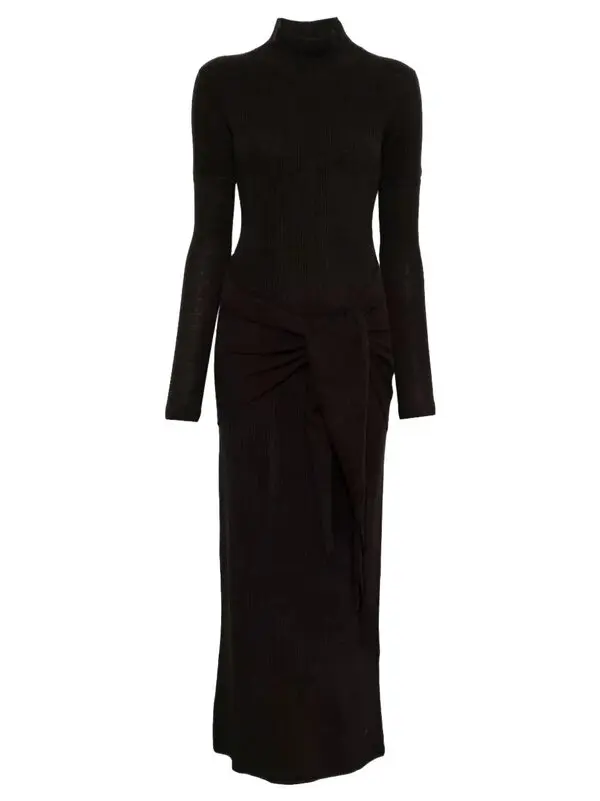 Federica Tosi Ribbed Maxi Dress With Knot Detail - Black