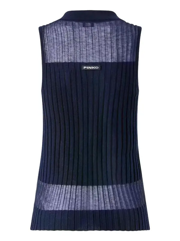 Pinko Ribbed Polo Vest Top - Blue