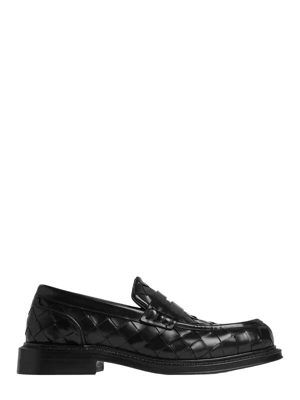 Bottega Veneta Intreccio Leather Loafers - Black