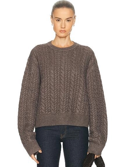 EAVES Laci Cable Crewneck - Hickory
