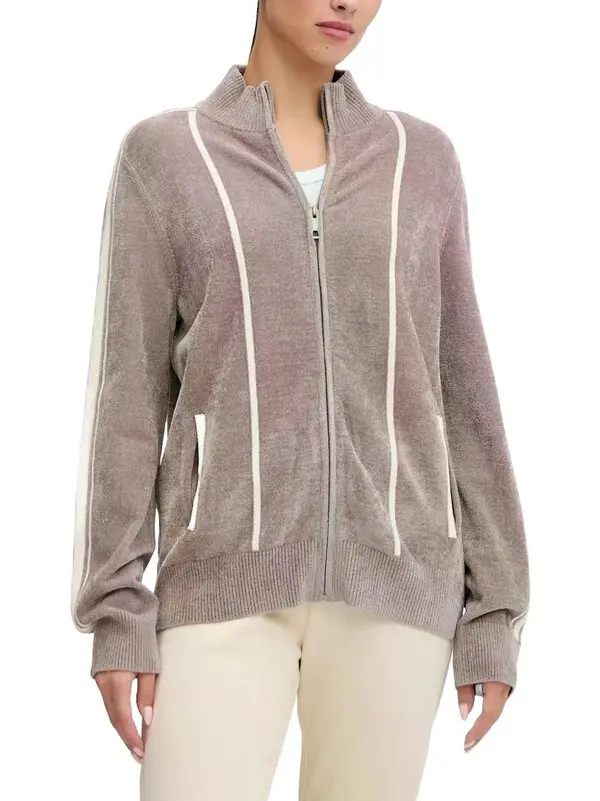 Guess Striped Zip-up Sweatshirt - Grey