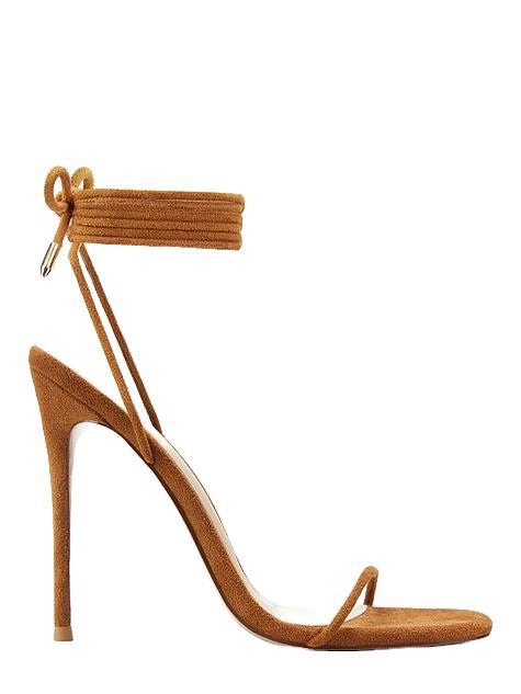 Femme La Barely There Suede Lace Up Stiletto Heel - Rust