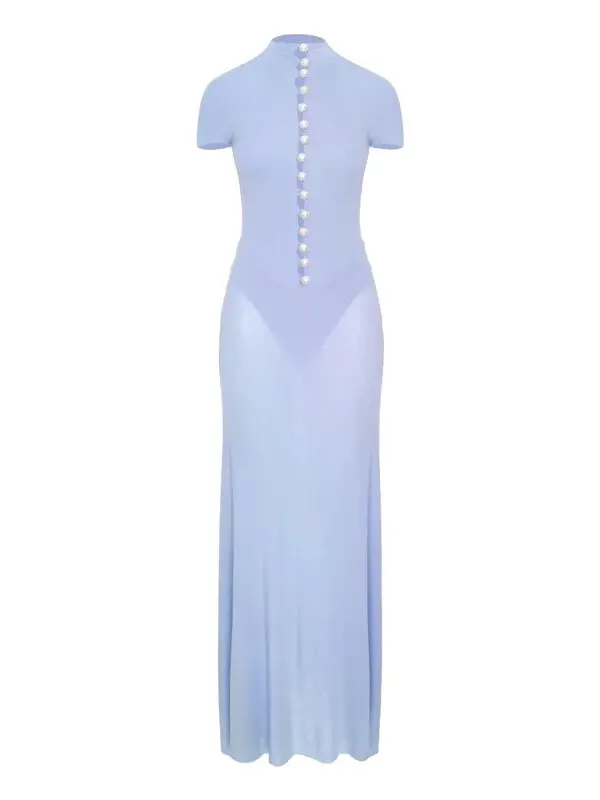 MANURI Pearl-embellished Maxi Dress - Blue