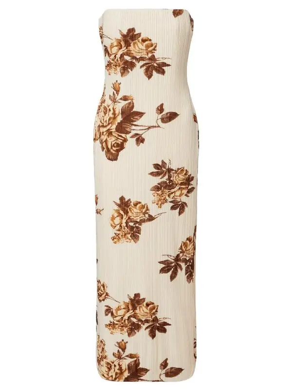 Magda Butrym Floral Ribbed-knit Maxi Dress - Beige
