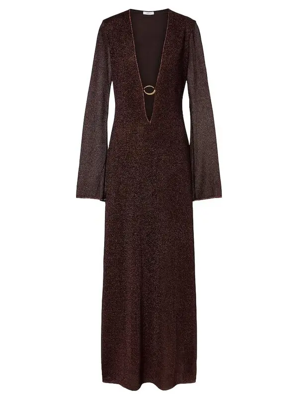 Oseree Lumiere Ring-detail Kaftan - Brown