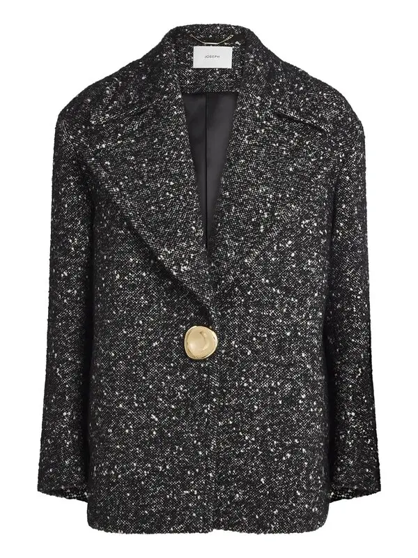 JOSEPH Wool Tweed Donegal Agar Coat - Black