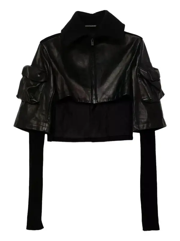 Yohji Yamamoto Horse Suede Ribbed Sleeves Jacket - Black