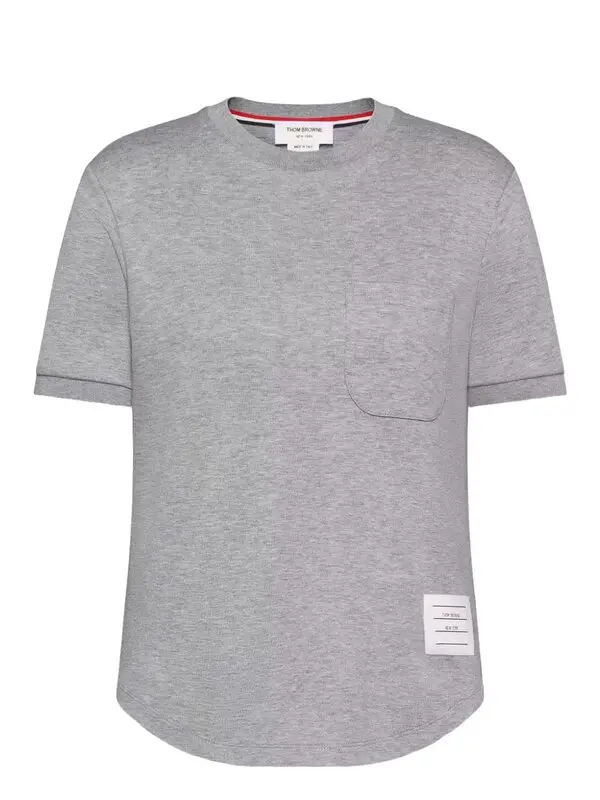 Thom Browne Cotton T-shirt With Chest Pocket - Grey