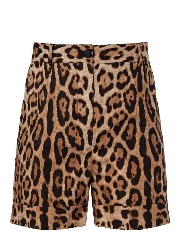 Dolce & Gabbana Leopard Print Cotton Bermuda Shorts - Brown