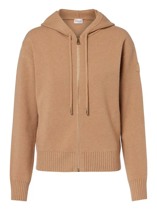 Moncler Wool And Cashmere Zip-up Cardigan - Brown