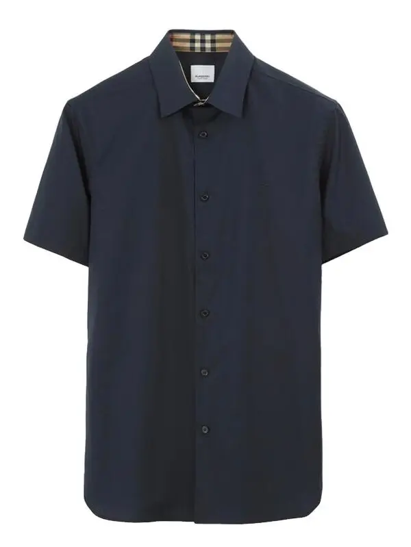 Burberry Slim Fit Stretch Cotton Shirt - Navy