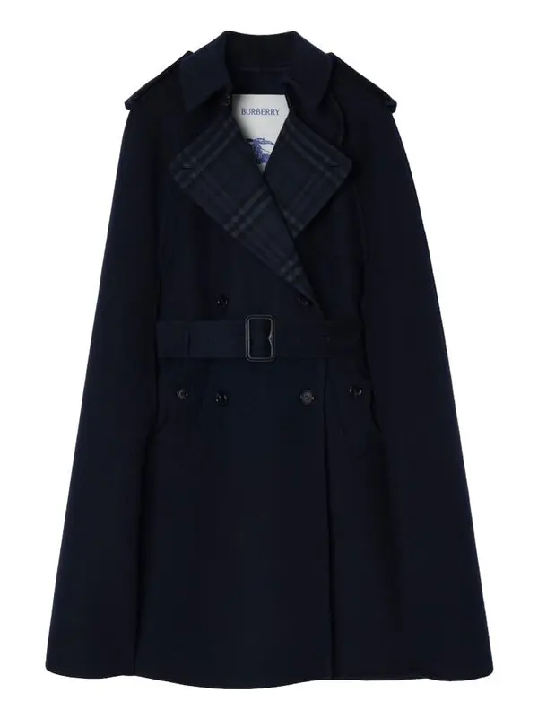Burberry Wool Belmont Trench Cape - Navy