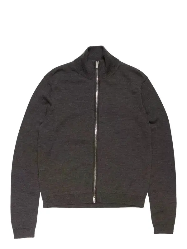 Acne Studios Zip-up Cardigan With Embroidered Logo - Grey