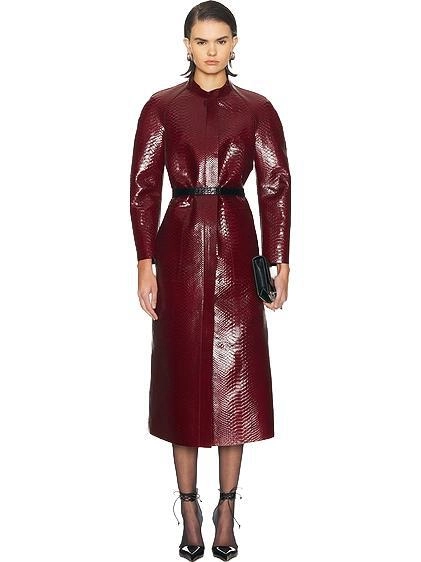 TOM FORD Leather Duchesse Biker Coat - Ruby Red