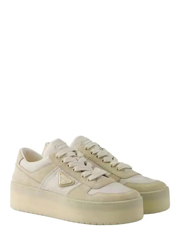 Prada Downtown Bold Re-nylon And Suede Sneakers - Neutrals