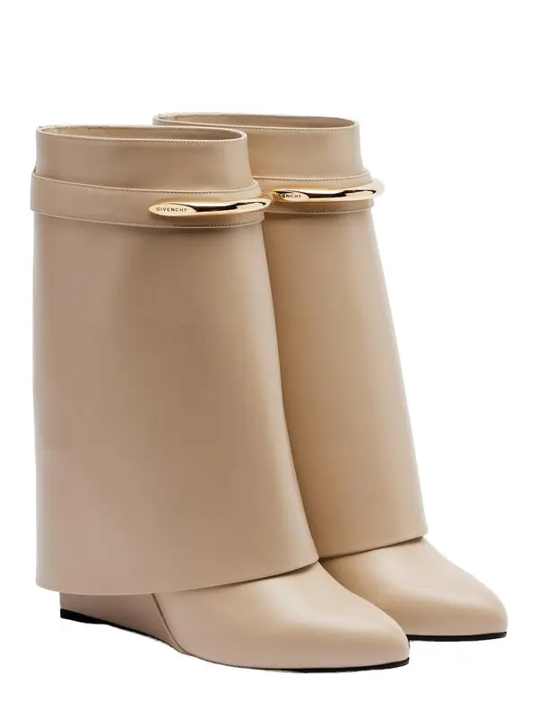 Givenchy Shark Leather Mid-calf Boots - Beige