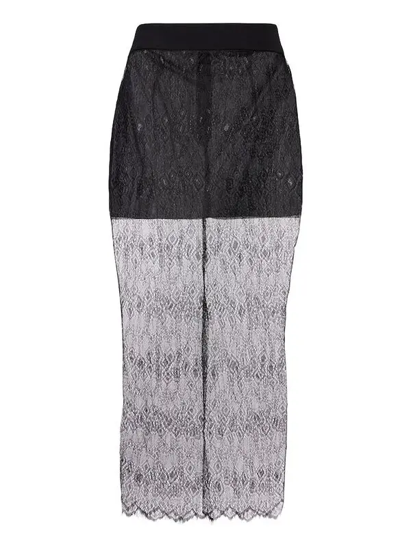 THE FRANKIE SHOP Alrose Lace Midi Skirt - Black
