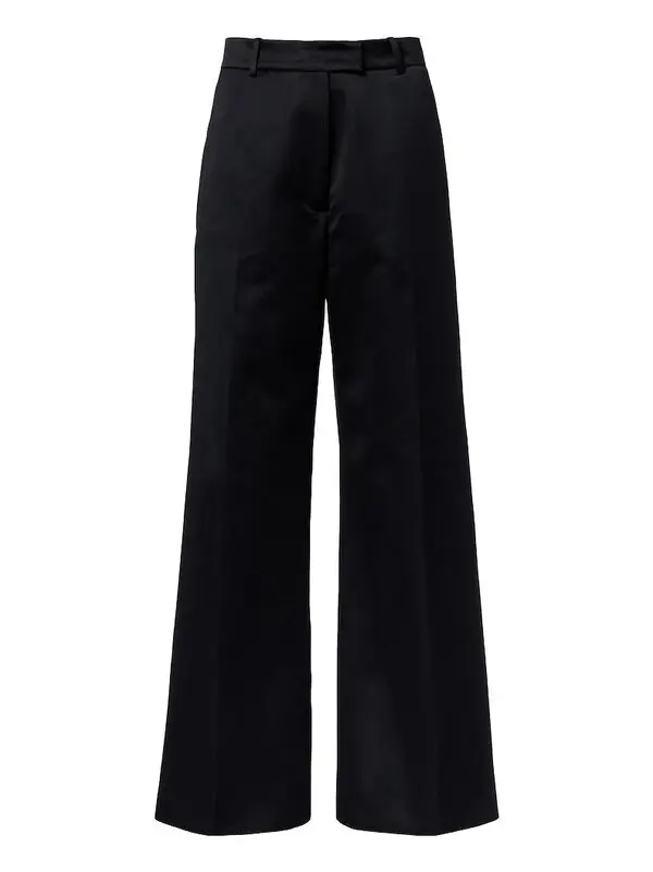 THE FRANKIE SHOP Brickell Satin Wide-leg Trousers - Black